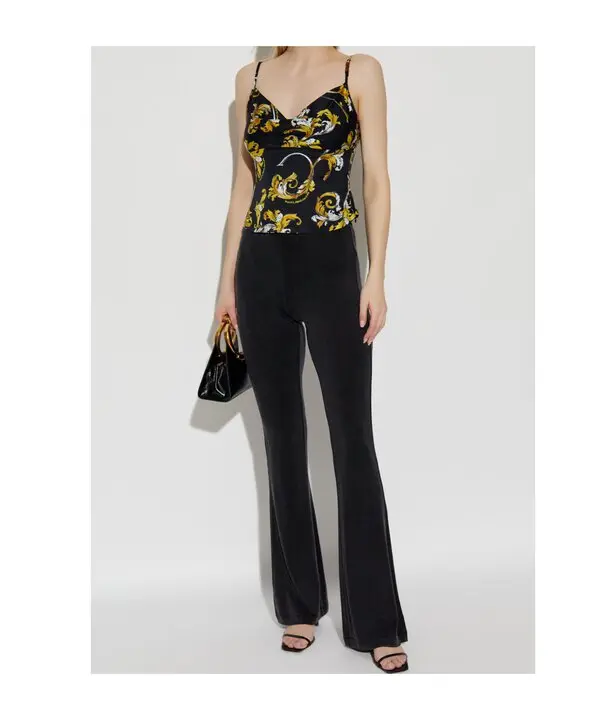 Versace Strappy Cowl Neck Baroque Print Top