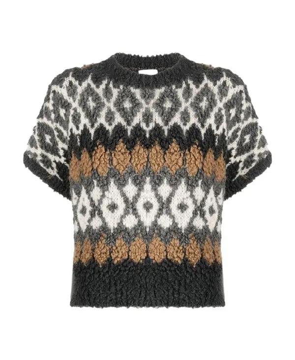 Brunello Cucinelli Argyle Knit Cashmere Vest