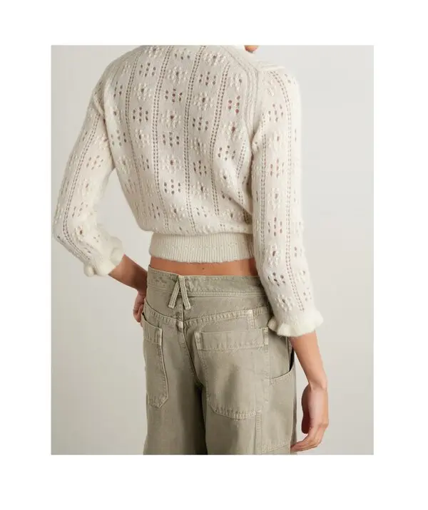DÔEN Long Sleeve Cardigan With Ruffle Trim