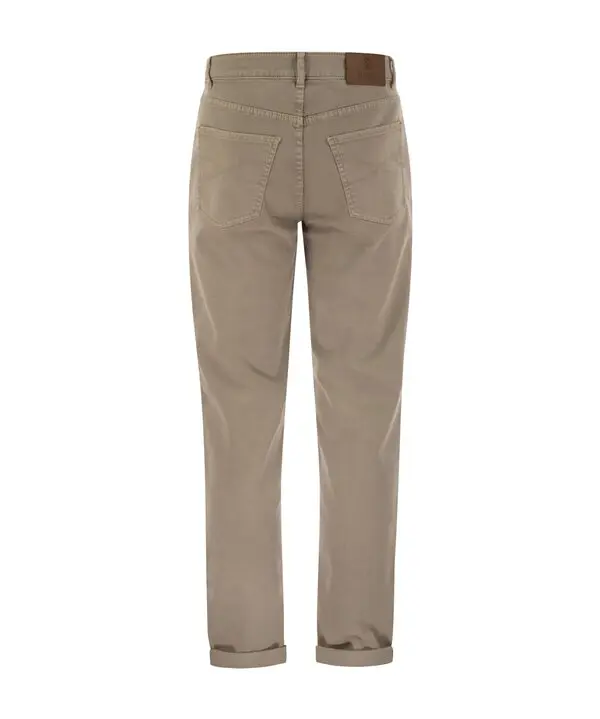 Brunello Cucinelli Straight-leg Jeans With Logo Patch - Light Brown