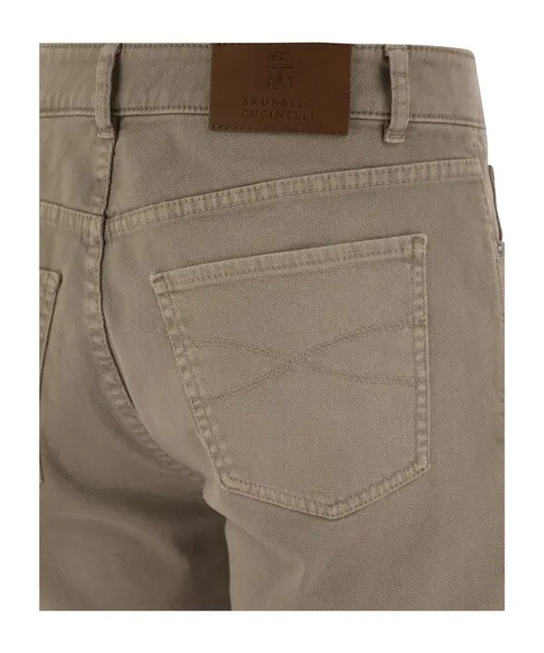 Brunello Cucinelli Straight-leg Jeans With Logo Patch - Light Brown