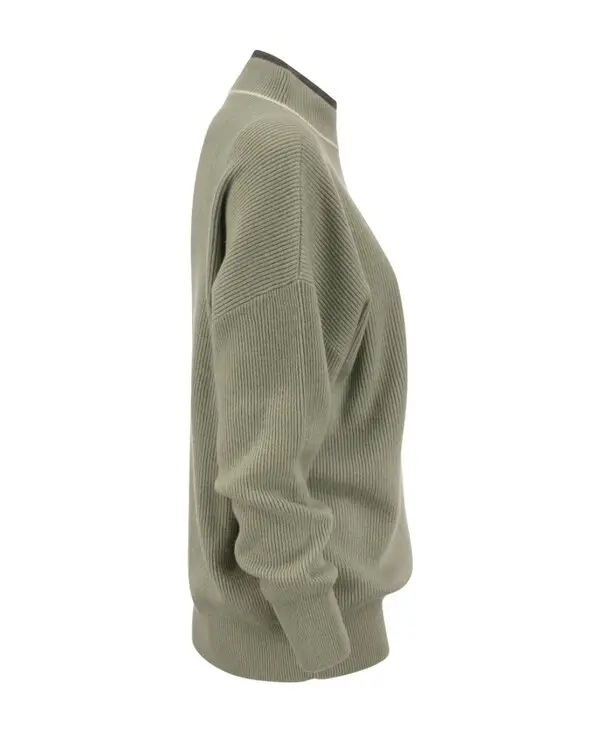 Brunello Cucinelli Ribbed Knit Turtleneck Pullover