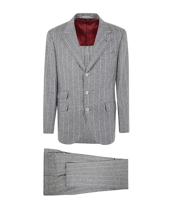 Brunello Cucinelli Speckle-knit Single-breasted Suit - Light Gray