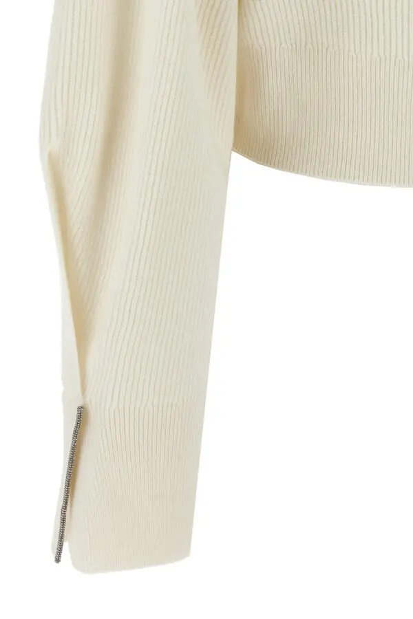 Brunello Cucinelli Monile Embellished High Neck Ribbed Jumper