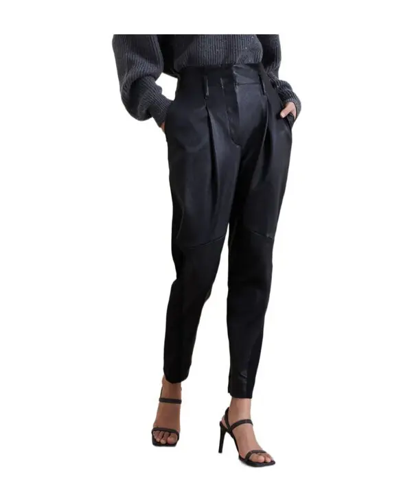 Brunello Cucinelli Paneled High Waist Tapered Leg Trousers