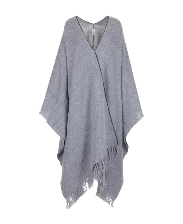 Brunello Cucinelli Monili Trim Fringed Knitted Poncho