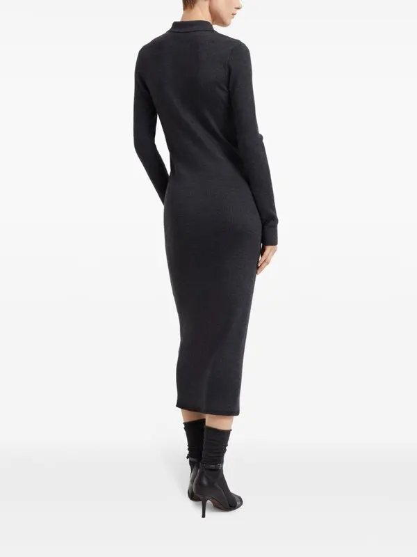 Brunello Cucinelli Monili-trim Ribbed Midi Dress
