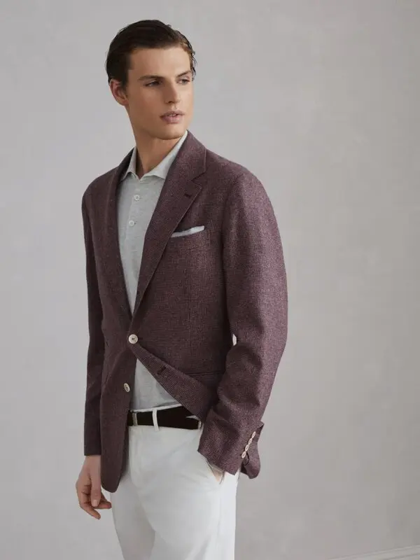 Brunello Cucinelli Single-breasted Puppytooth Blazer - Red