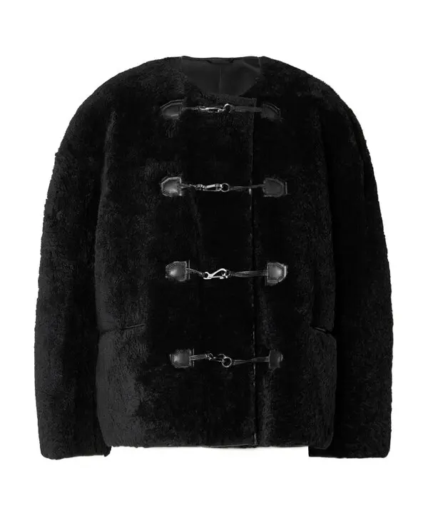 TOTEME Long-sleeved Fur Coat - Black