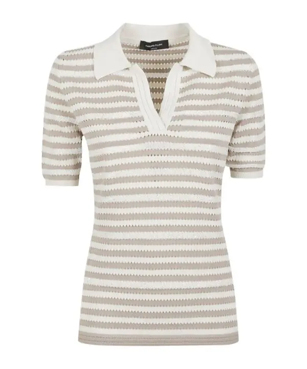Fabiana Filippi Striped Open-knit V-neck Top - No
