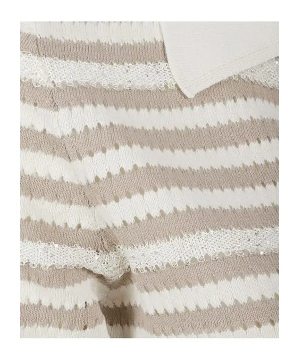 Fabiana Filippi Striped Open-knit V-neck Top