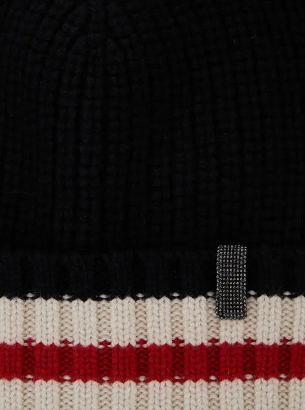 Brunello Cucinelli Ribbed Beanie With Stripe Detail