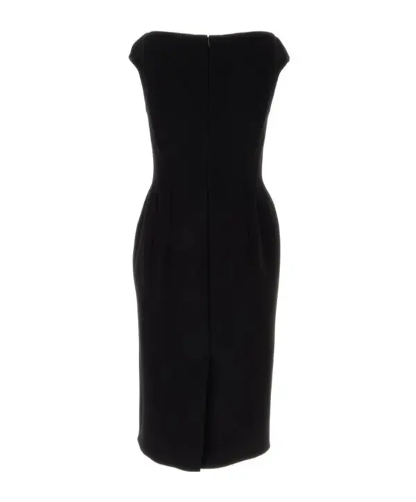 Miu Miu Natté Round Neck Midi Dress With Back Slit