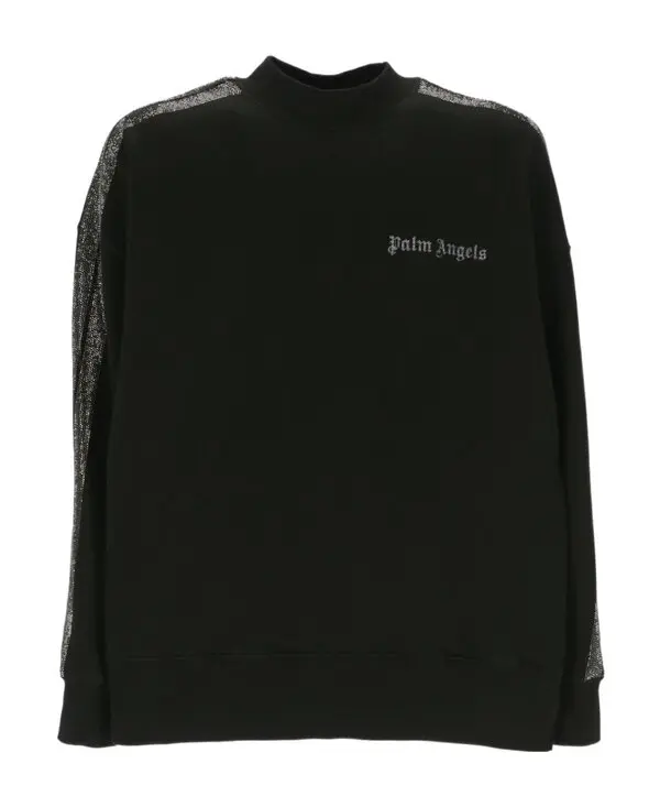 Palm Angels Glitter Logo Detail Crew-neck Sweatshirt