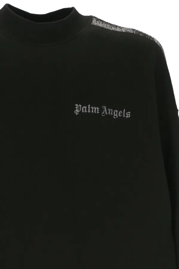 Palm Angels Glitter Logo Detail Crew-neck Sweatshirt
