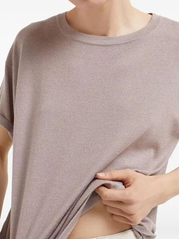 Brunello Cucinelli Metal Thread Knitted T-shirt