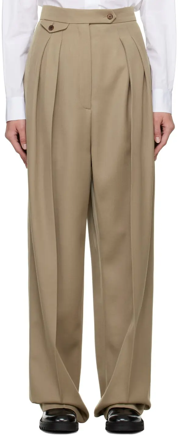 THE ROW High-waisted Pleated Wide-leg Trousers