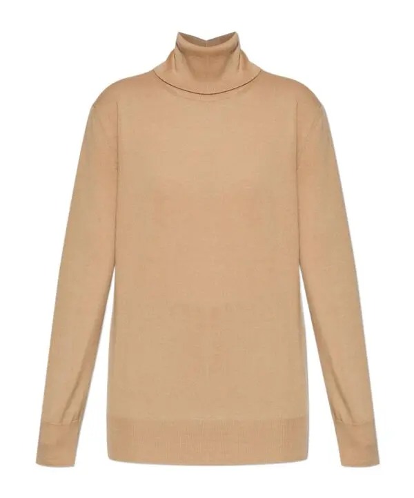 JIL SANDER High-neck Rib-knit Jumper - Beige