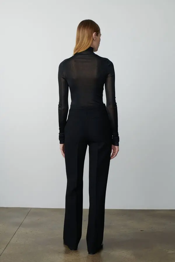 THE ROW Embossed Detail Tailored Slim Wool Silk Pants