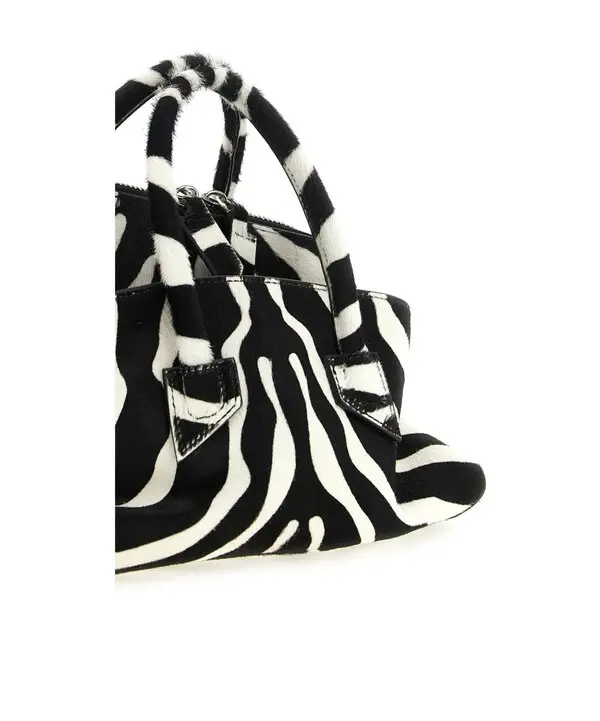 Attico La Passeggiata Mini Zebra Print Pony-effect Leather Tote Bag - White/black