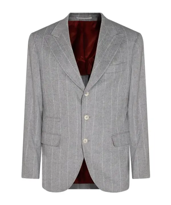 Brunello Cucinelli Single Breasted Tailored Blazer - Grey