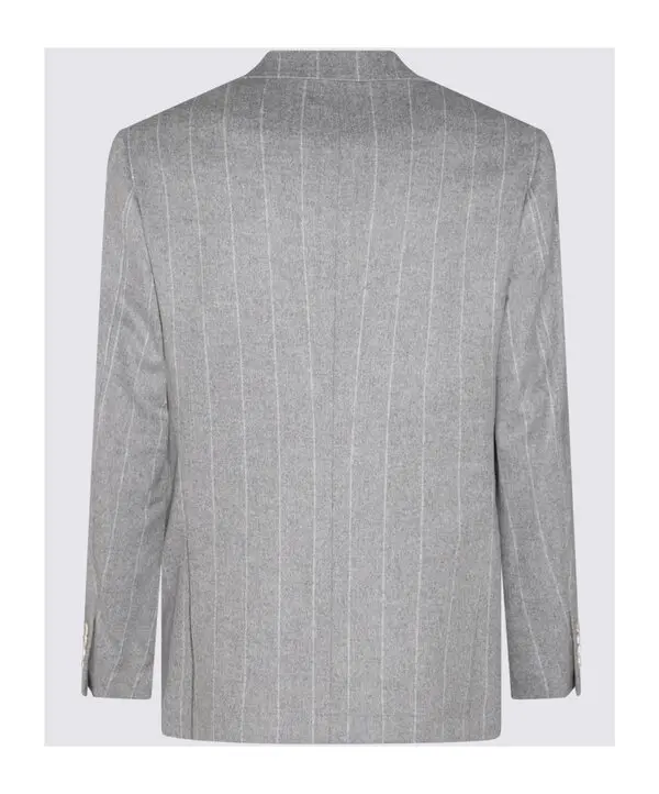 Brunello Cucinelli Single Breasted Tailored Blazer - Grey