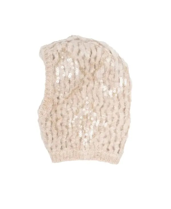 Brunello Cucinelli Sequin-embellished Knit Balaclava - Nude