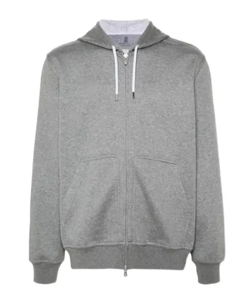 Brunello Cucinelli Long Sleeve Zip-up Hooded Sweater