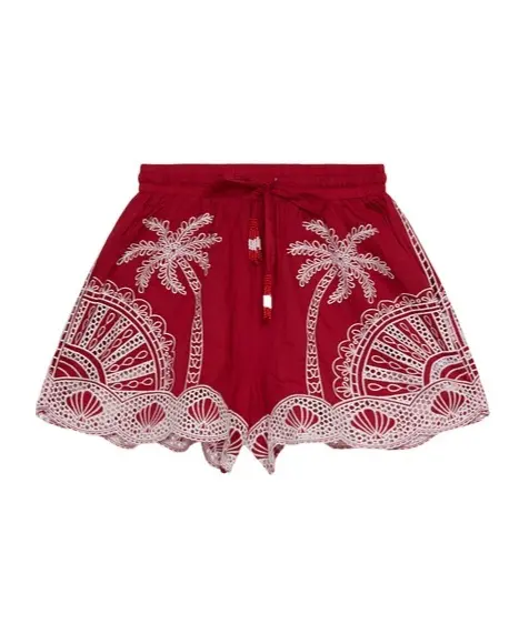 Farm Rio Embroidered Palm Tree Shorts