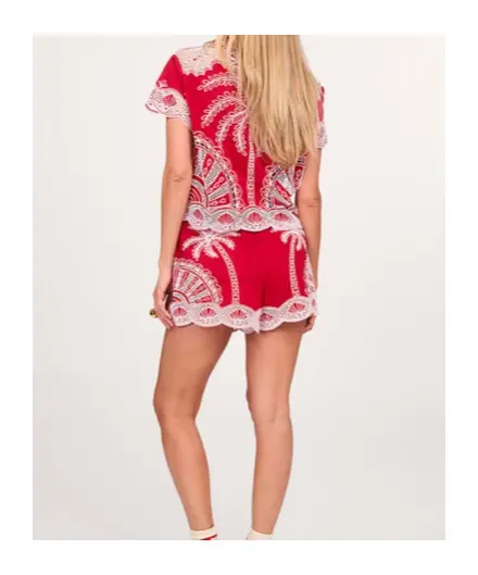 Farm Rio Embroidered Palm Tree Shorts