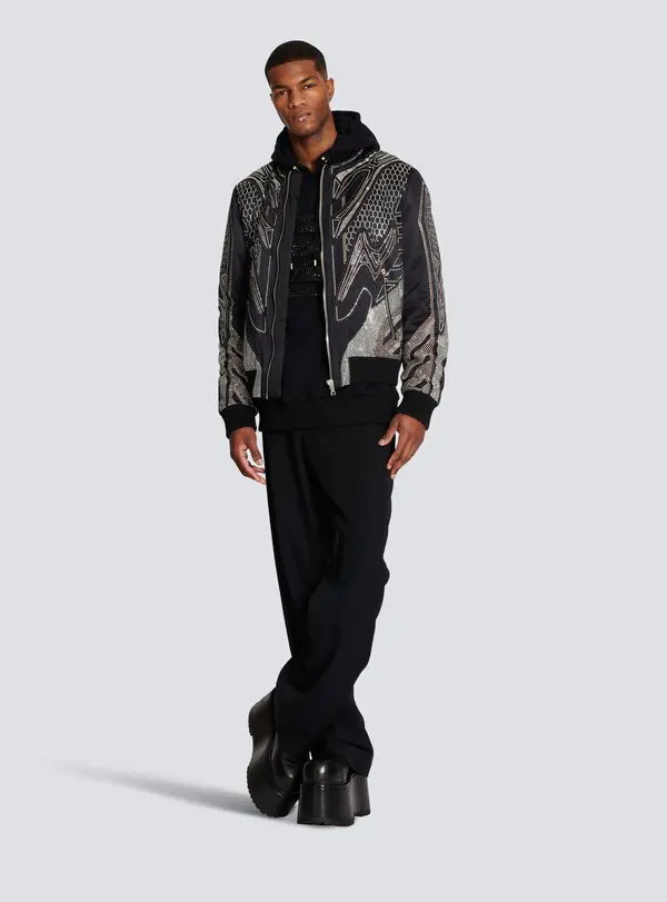 Balmain Studded Nylon Bomber Jacket