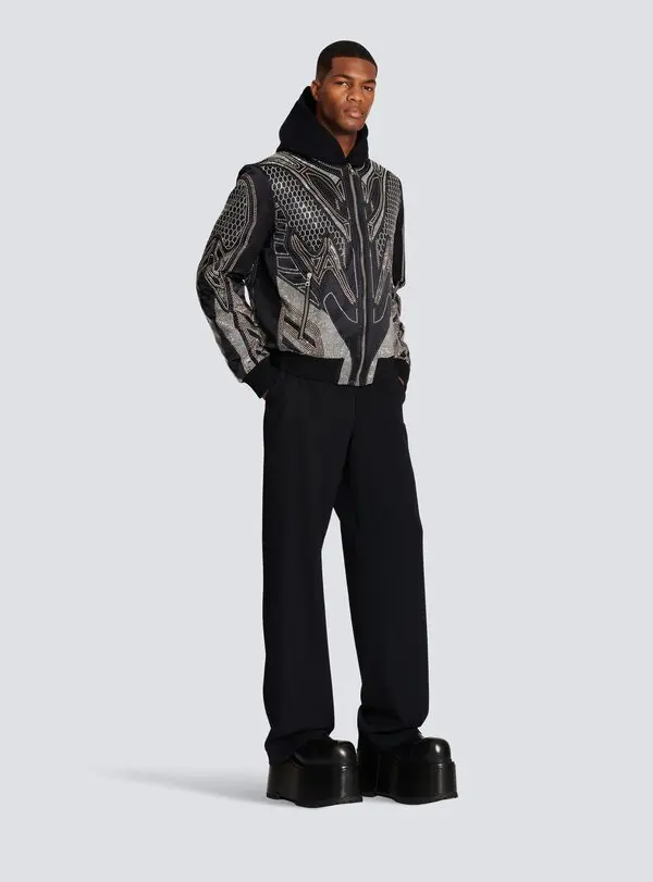 Balmain Studded Nylon Bomber Jacket