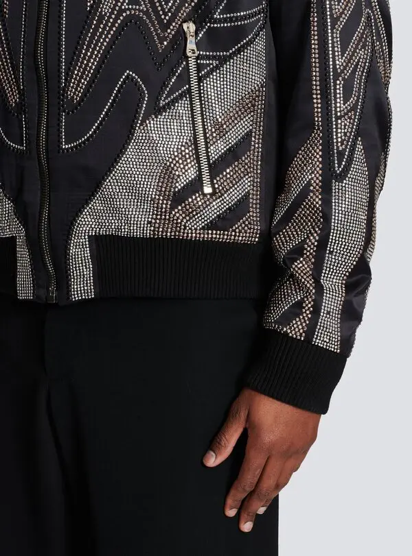 Balmain Studded Nylon Bomber Jacket