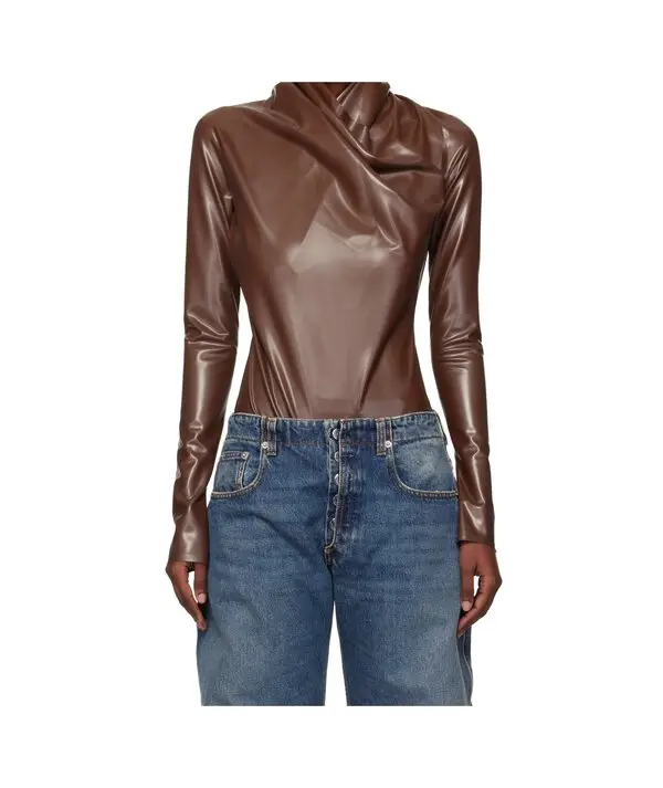 MUGLER Draped Long-sleeved Top