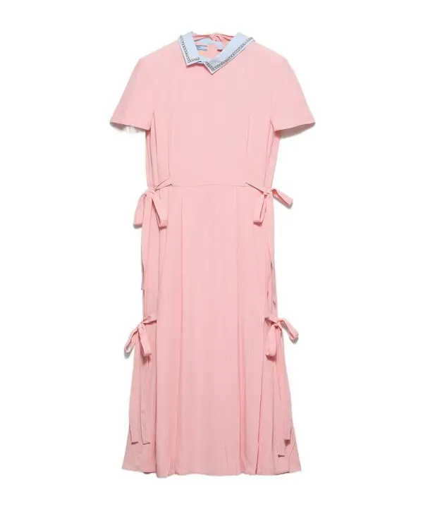 Prada Embroidered Marocain Crepe Dress