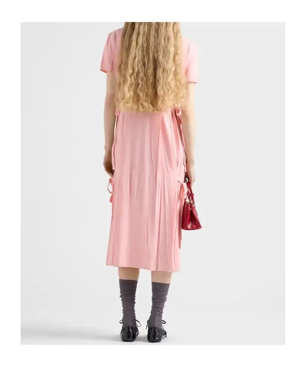 Prada Embroidered Marocain Crepe Dress