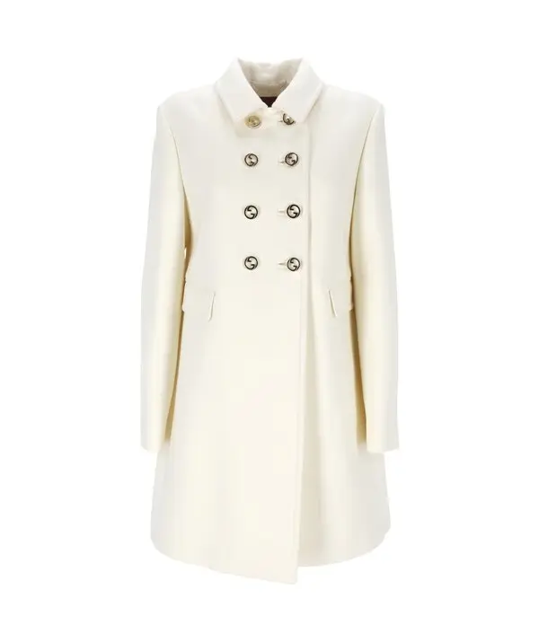 Gucci Collared Button-up Coat - White