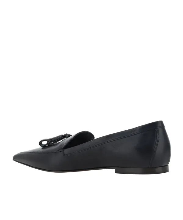 Brunello Cucinelli Pointed Toe Slip-on Ballet Flats With Embellished Detailing