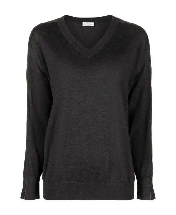 Brunello Cucinelli Monili Detail V-neck Sweater