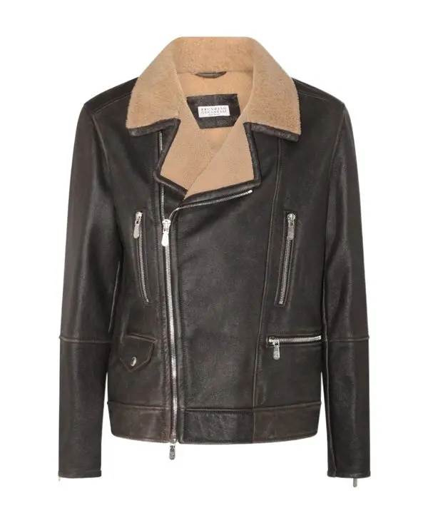 Brunello Cucinelli Zip-up Leather Jacket - Black