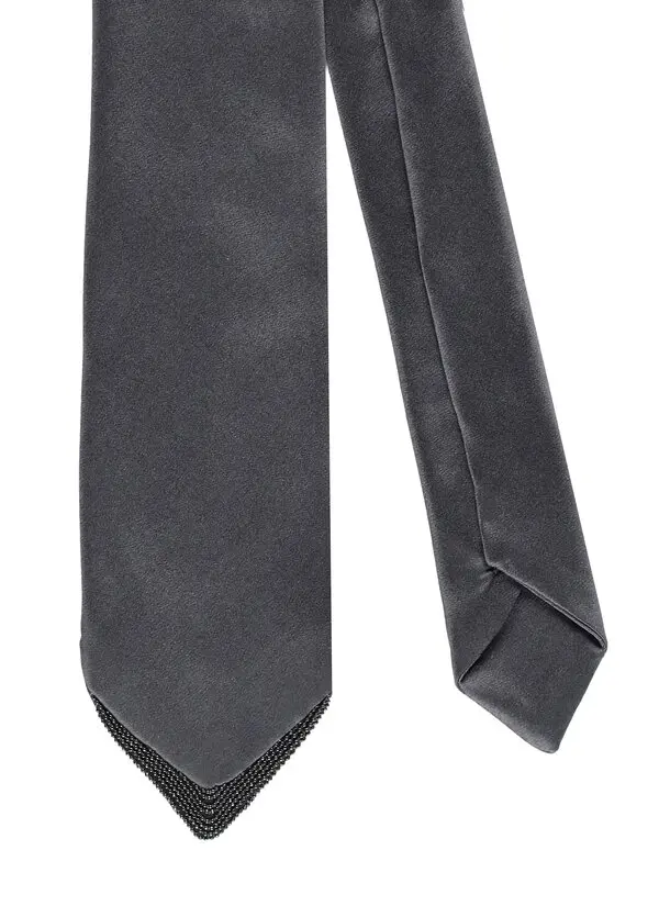 Brunello Cucinelli Rhinestone-detail Stretch-silk Tie