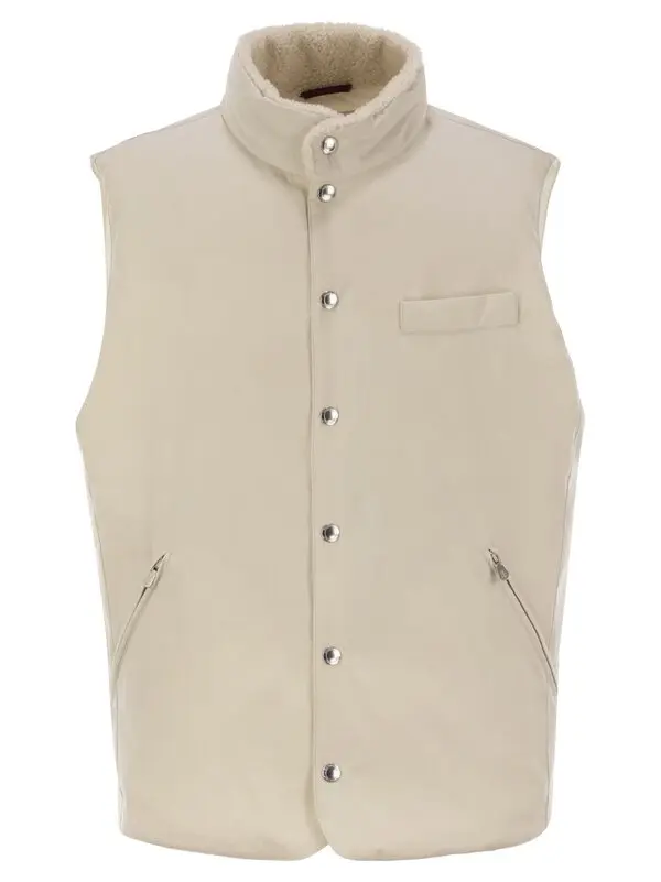 Brunello Cucinelli Sleeveless Padded Vest With Sherpa Collar