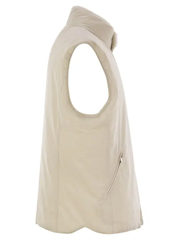 Brunello Cucinelli Sleeveless Padded Vest With Sherpa Collar