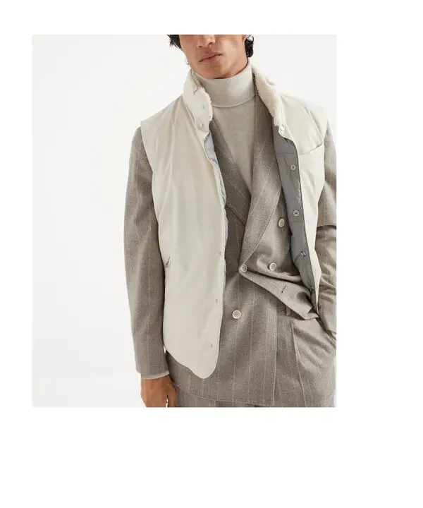 Brunello Cucinelli Sleeveless Padded Vest With Sherpa Collar