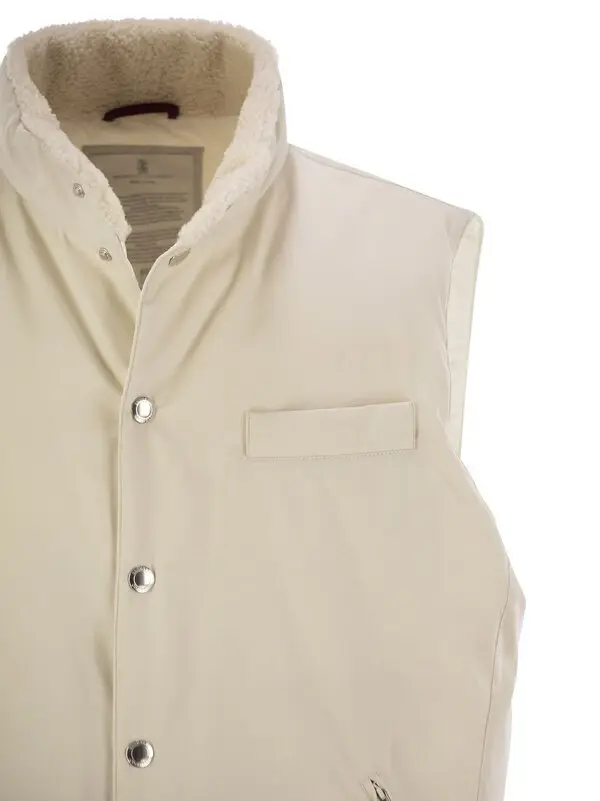 Brunello Cucinelli Sleeveless Padded Vest With Sherpa Collar