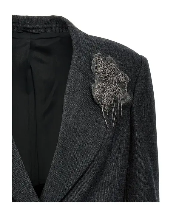 Brunello Cucinelli Single-breasted Blazer With Monile Embellishment