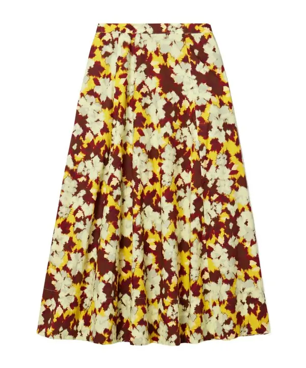 Ulla Johnson Pleated Floral Print Midi Skirt