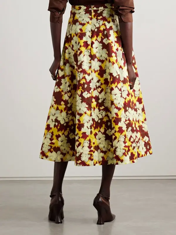 Ulla Johnson Pleated Floral Print Midi Skirt