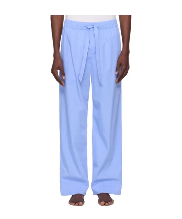 TEKLA Organic Cotton Poplin Pajama Pants - Blue