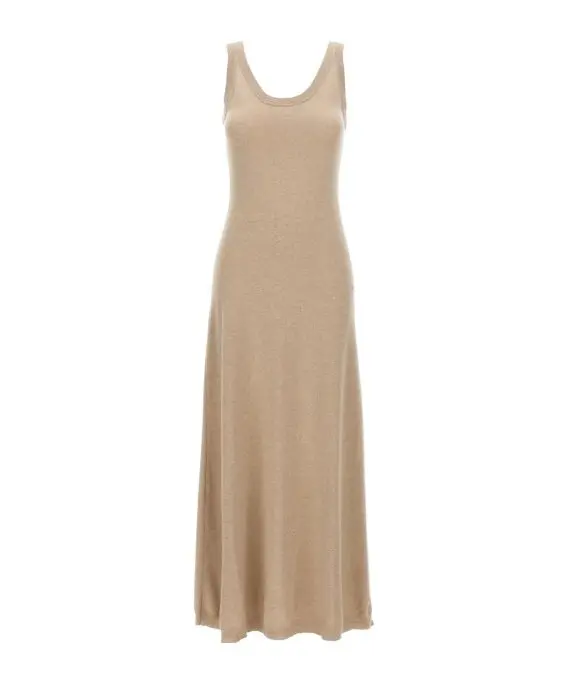 Brunello Cucinelli Sleeveless Knitted Maxi Dress With Rib Details